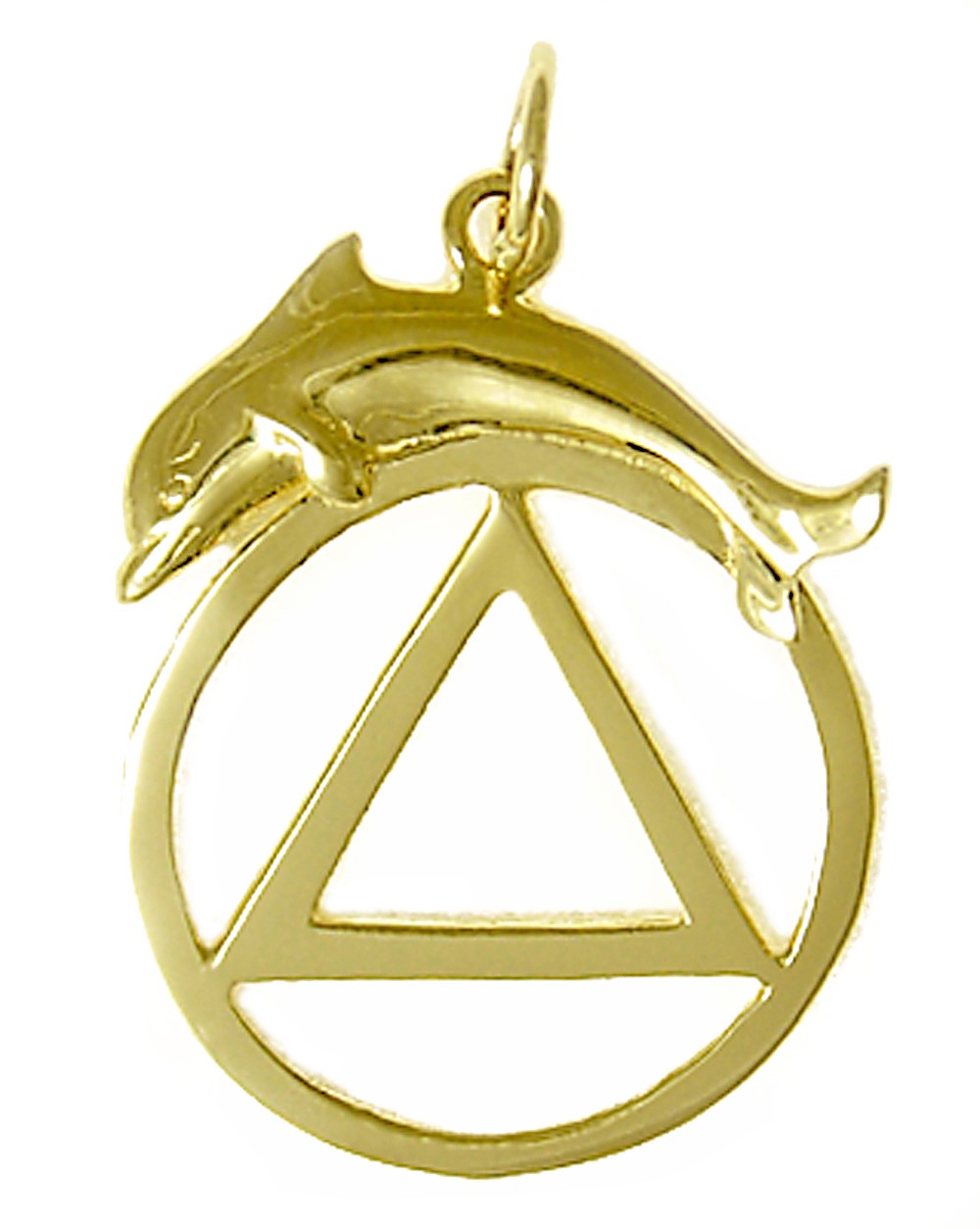 14K Gold Dolphin Pendant with AA Symbol | My 12 Step Store