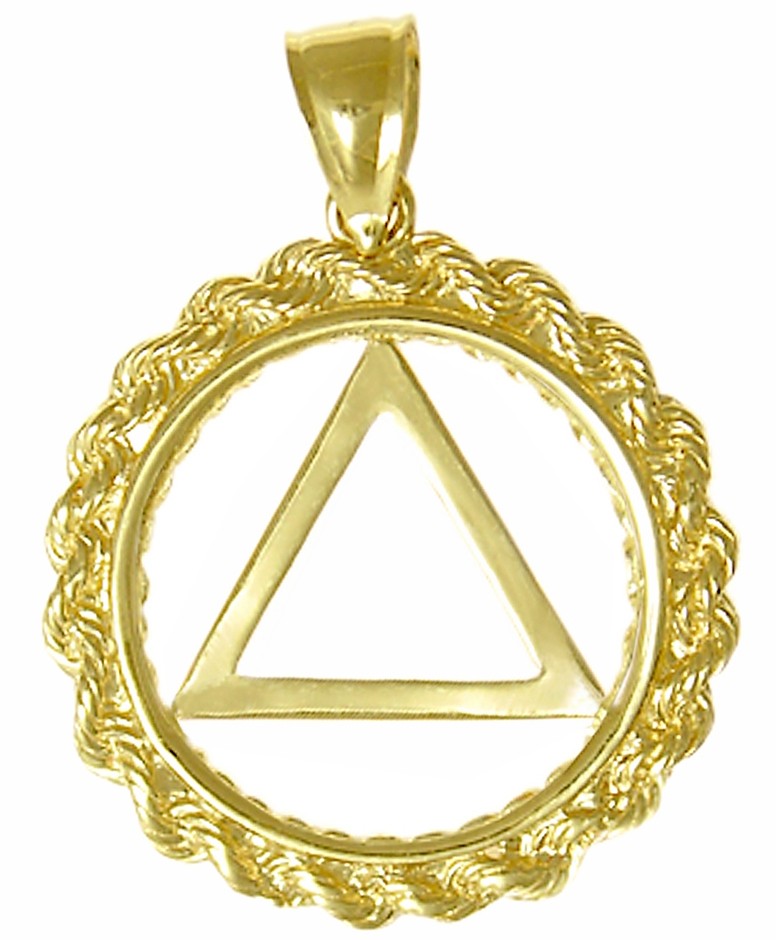 14k Gold AA Symbol Rope Style Pendant | My 12 Step Store
