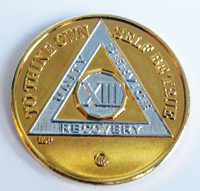 Bi-Plated Gold & Silver AA Birthday Recovery Medallion