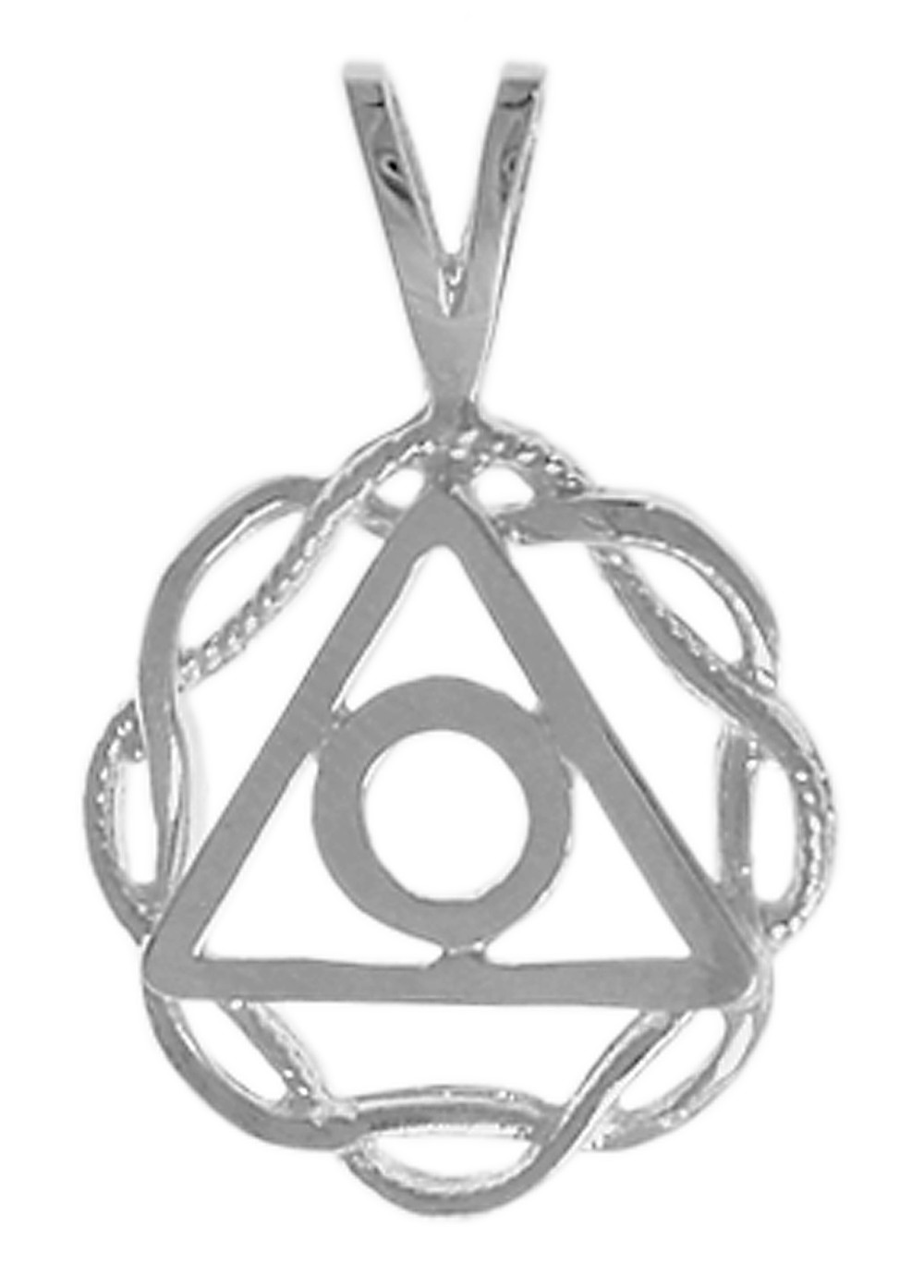 Sterling Silver Al-Anon Symbol in a Basket Weave Circle Pendant