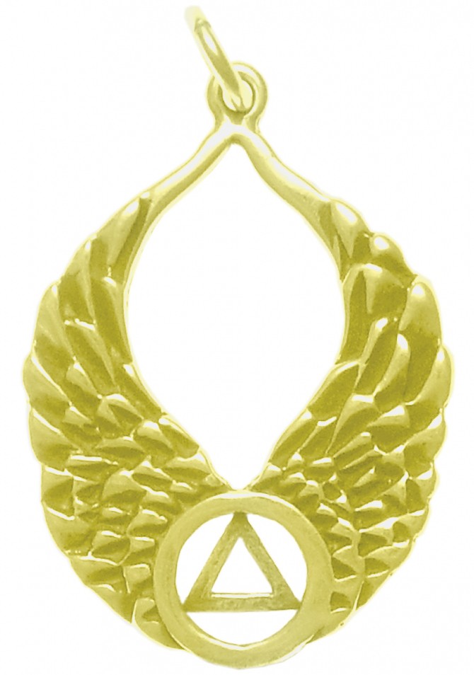 14K Yellow Gold Angel Wing Pendant | Sobriety Pendant