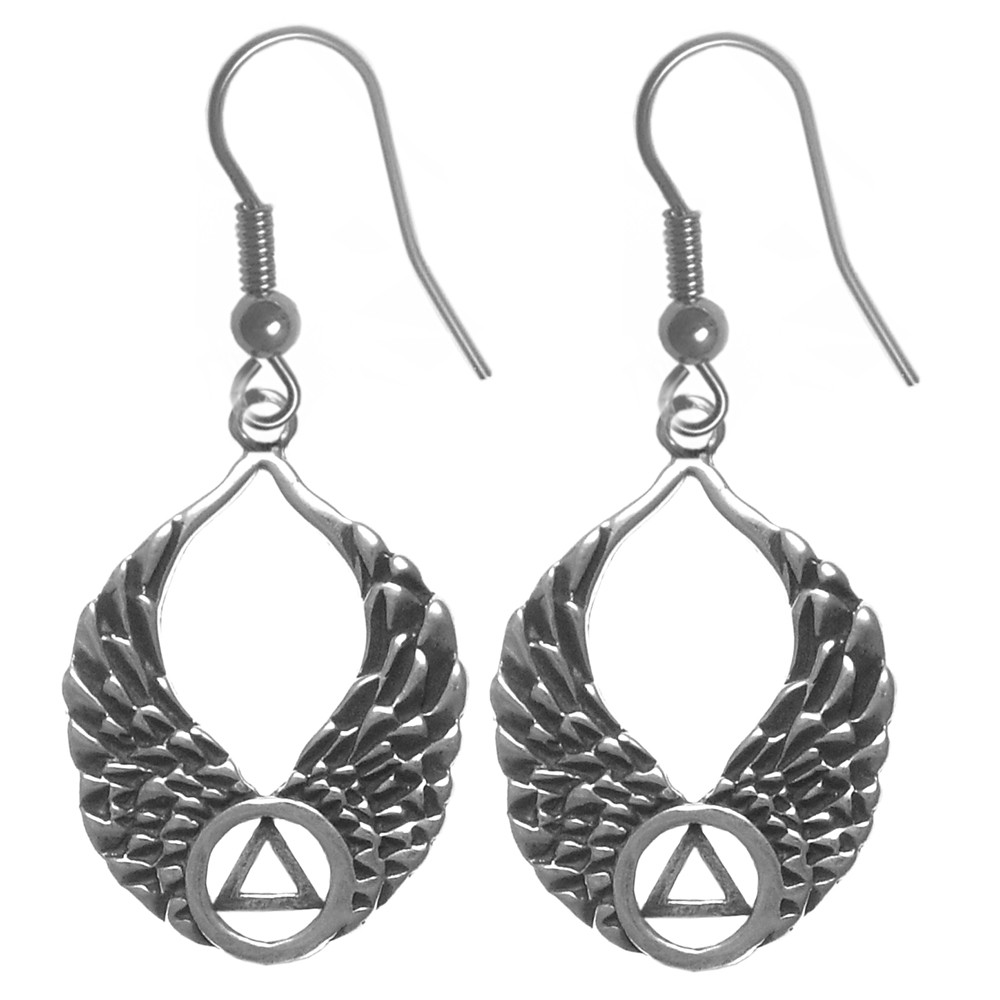 Sterling Silver AA Wings Earrings | My 12 Step Store