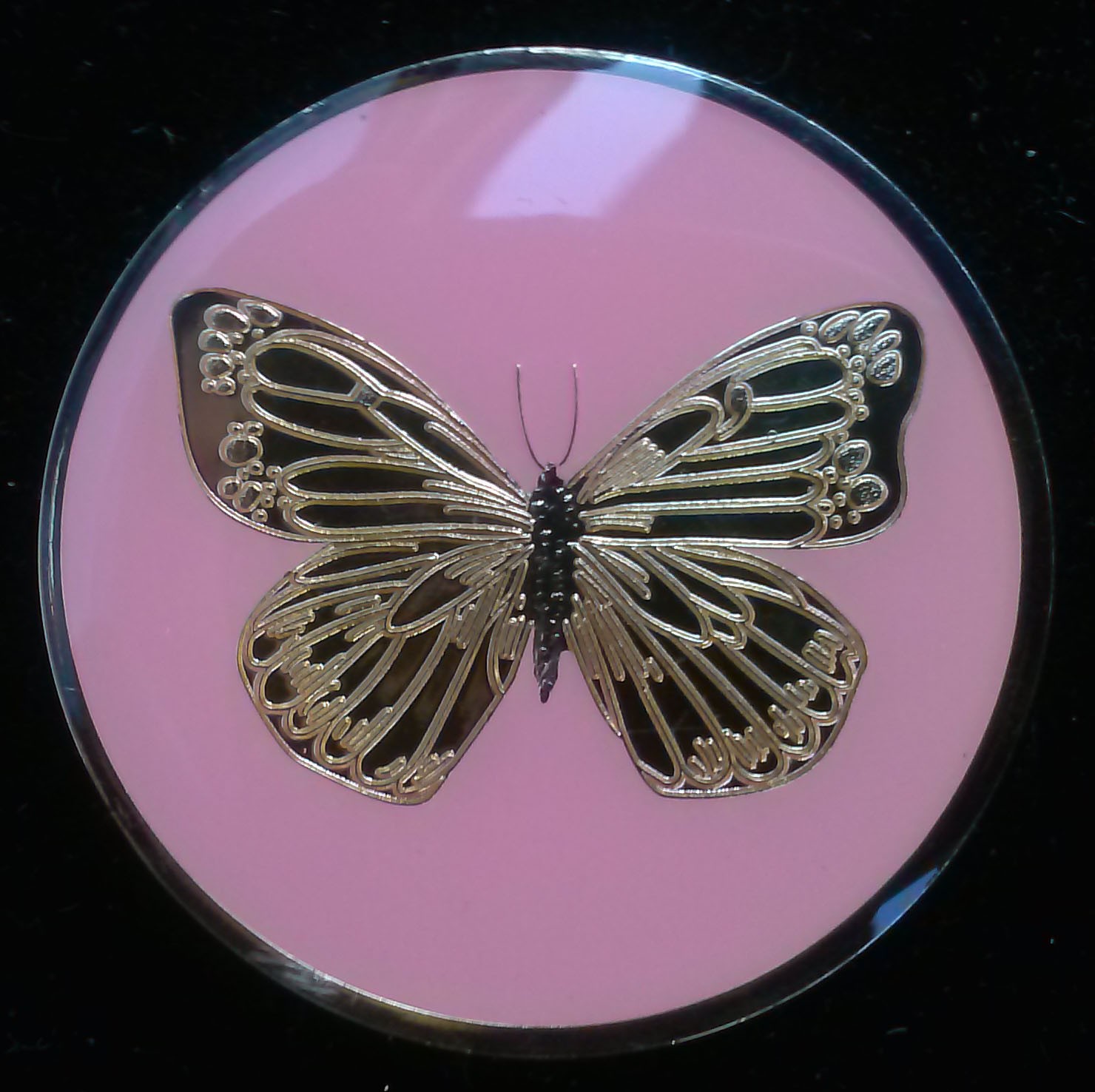 Butterfly Enamel Medallion - Pink