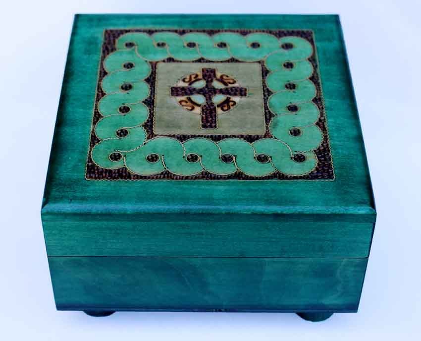 Celtic Cross Wooden God Box | My 12 Step Store