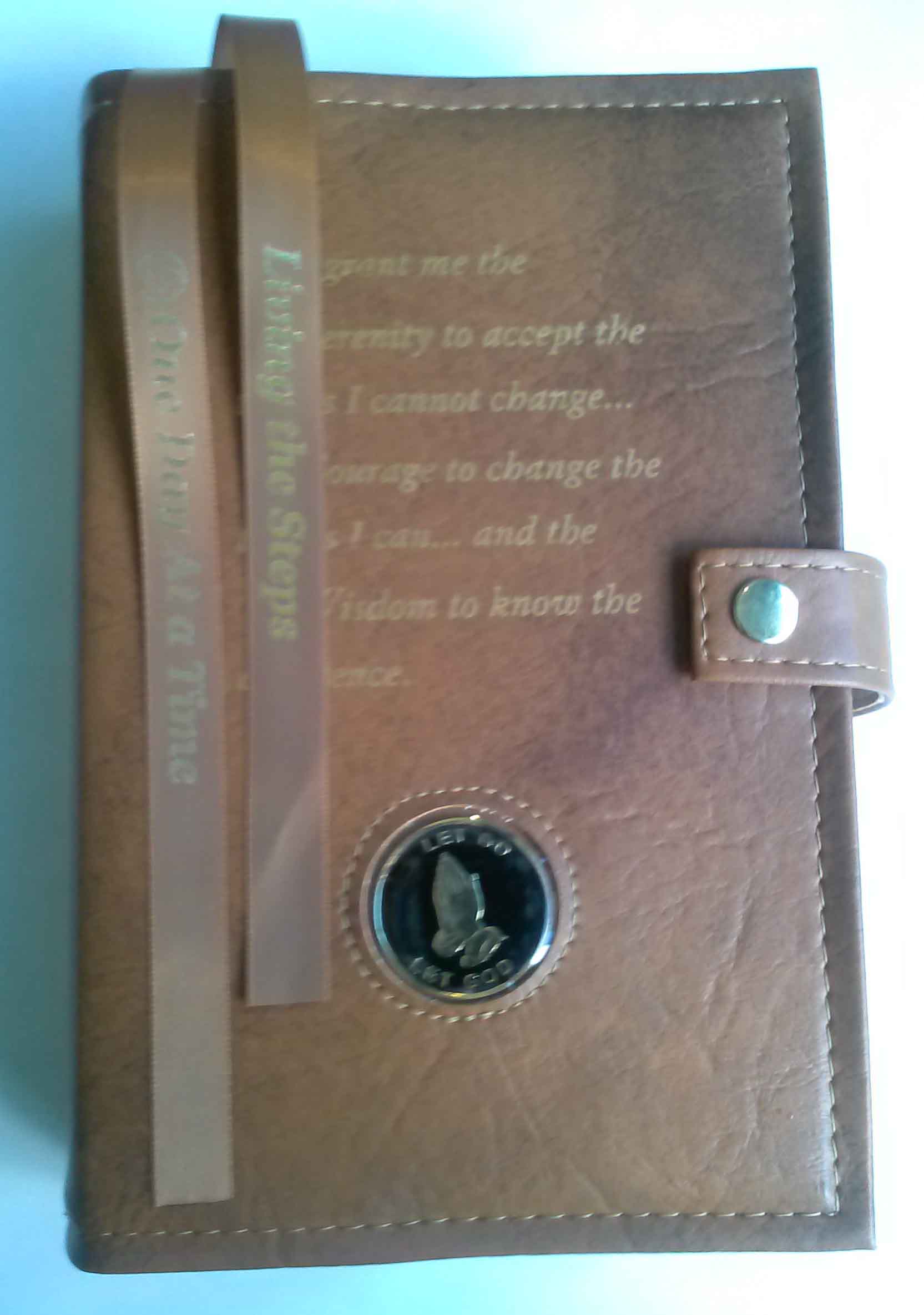 AA Double Book Cover Serenity Prayer - Tan | My 12 Step Store