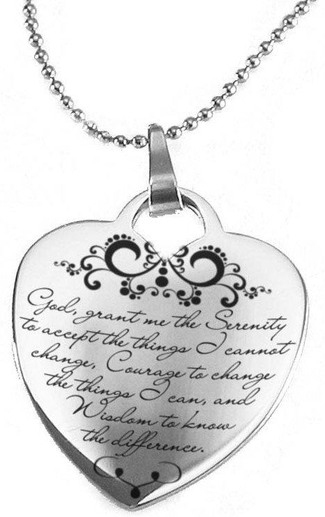 Serenity Prayer Pendant | Heart Shaped Pendant Necklace