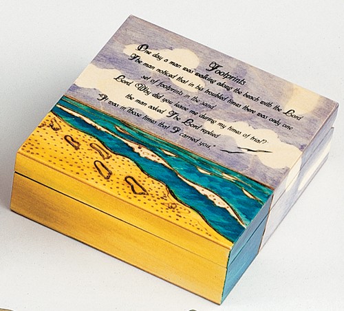 Footprints Prayer Wooden God Box