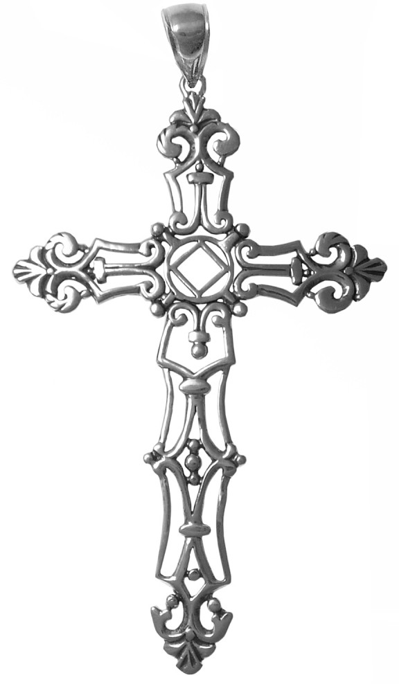 Sterling Silver NA Symbol Large Cross | My 12 Step Store