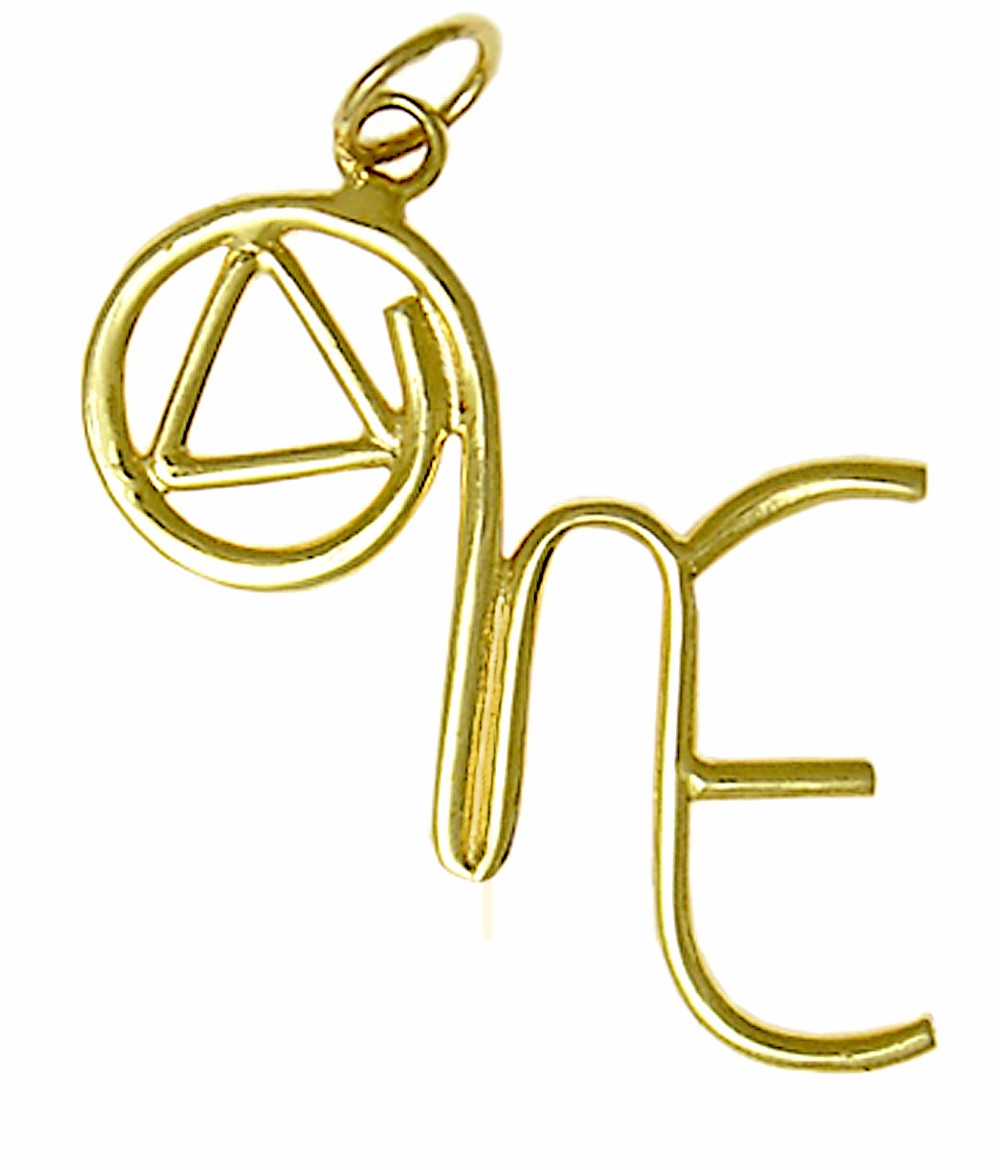 14K Gold "One, We, Me" Saying AA Pendant | My 12 Step Store