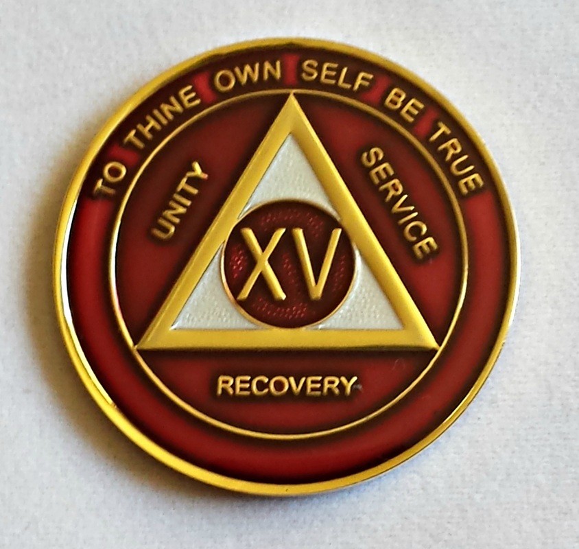 AA Gold Burgundy and Pearl Recovery Medallion | My 12 Step Store
