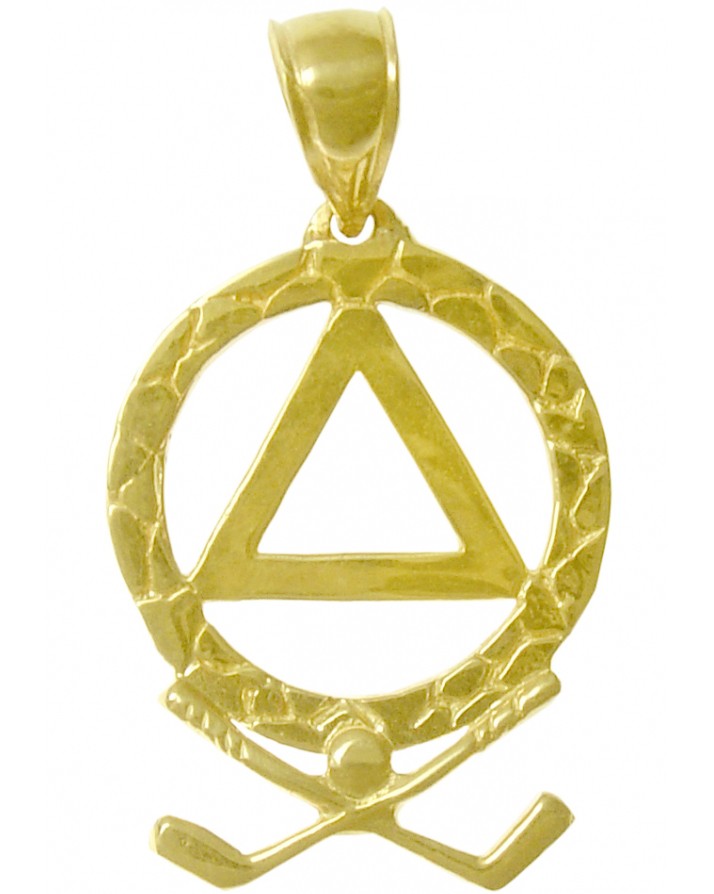 14K Gold AA Golf Club and Ball Pendant | My 12 Step Store