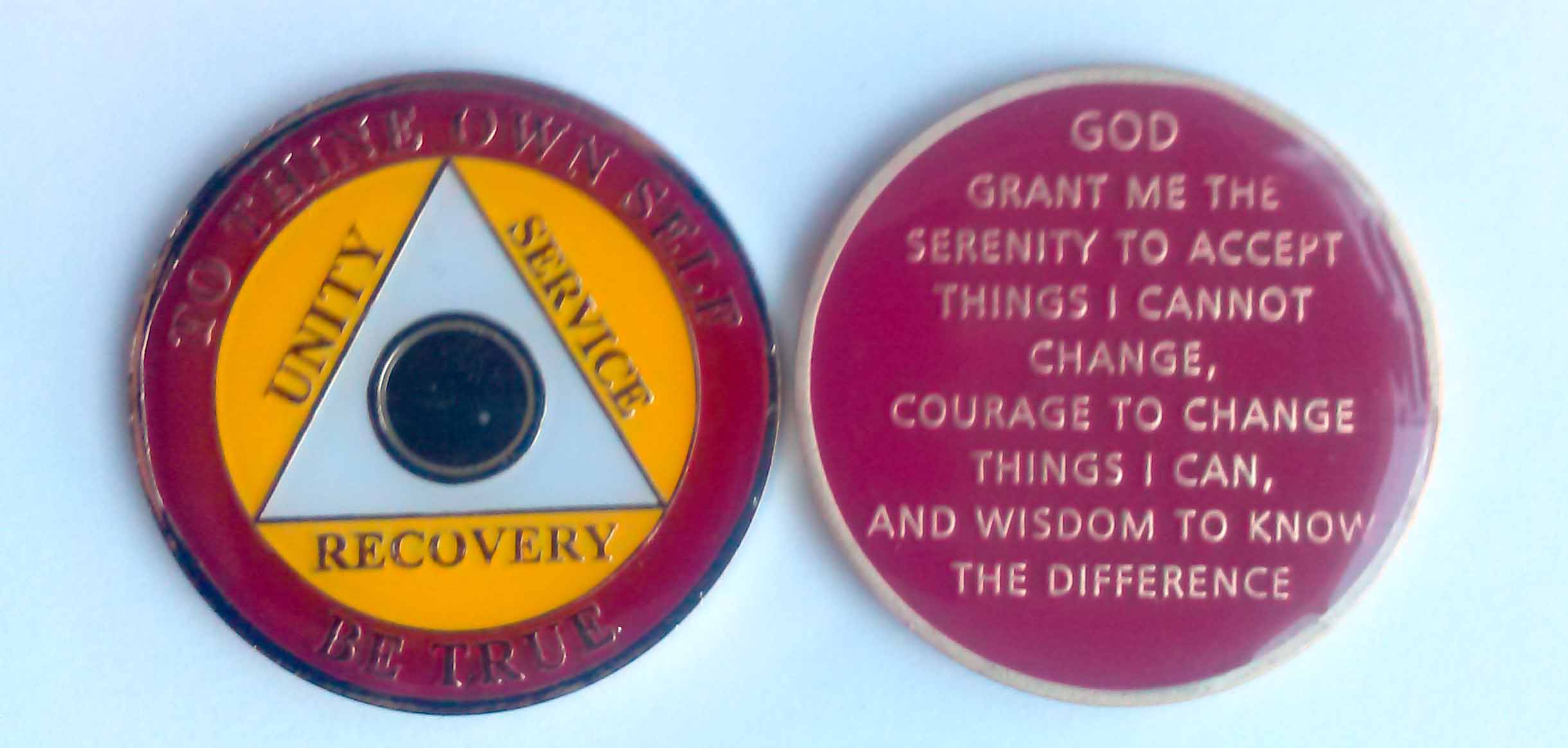 AA Circle Triangle Yellow Orange Medallion | My 12 Step Store