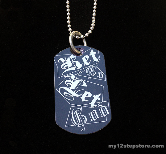 Let Go, Let God Military Dog Tag Necklace - Black