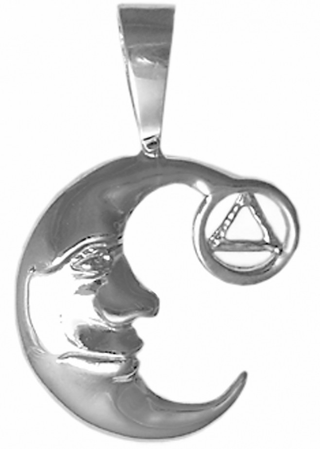 Sterling Silver Crescent Moon AA Symbol Pendant
