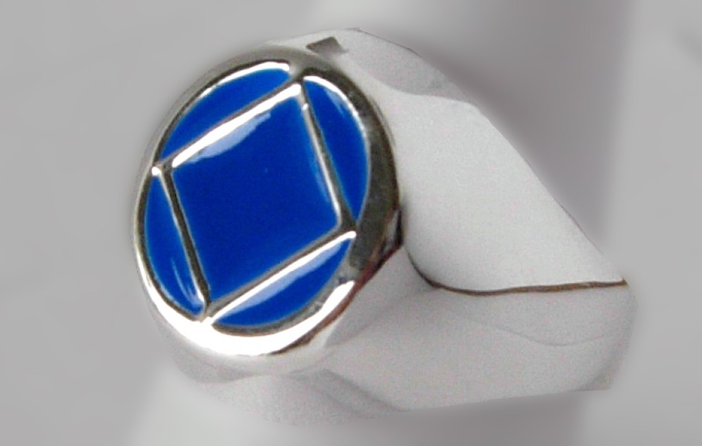 Sterling Silver NA Blue Enamel Inlay Men's Ring
