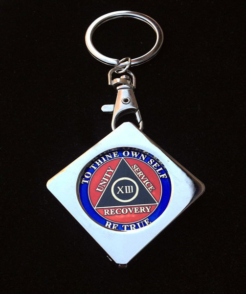 Diamond Shaped Metal Key Chain Medallion Holder