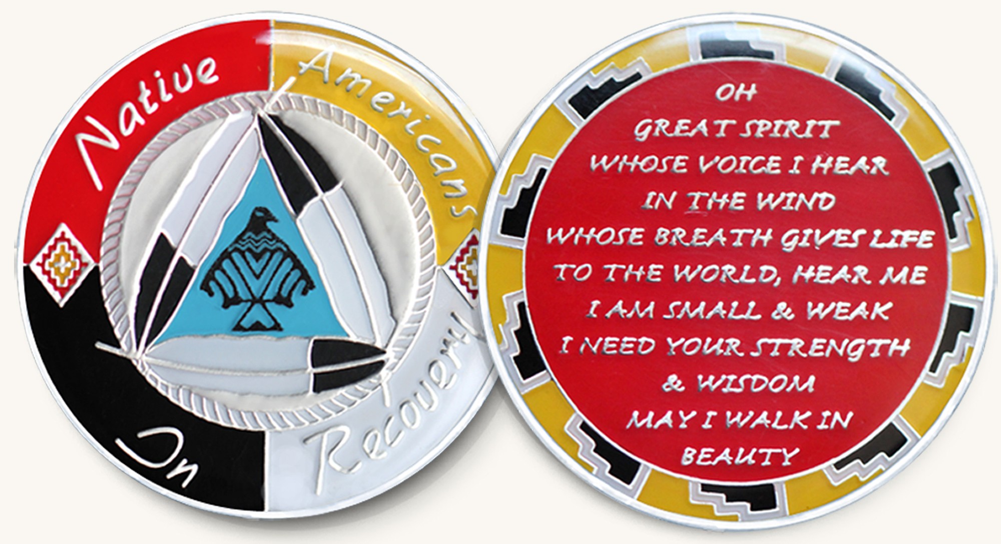 Native American In Recovery Enamel Medallion - Healing Hoop