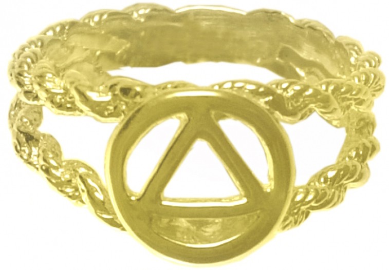 14K Gold AA Circle Triangle Symbol on Open Rope Style Band