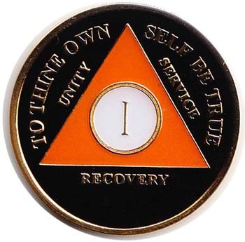 Orange/Black Recovery Medallion | AA Sobriety Medallion