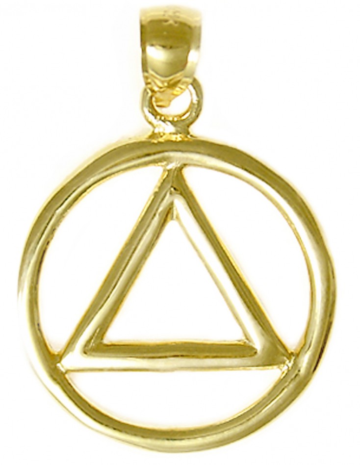 14k Gold AA Symbol Pendant Thick | My 12 Step Store