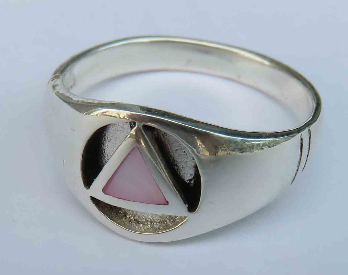 Sterling Silver Unity Ring with Pink Shell Inlay