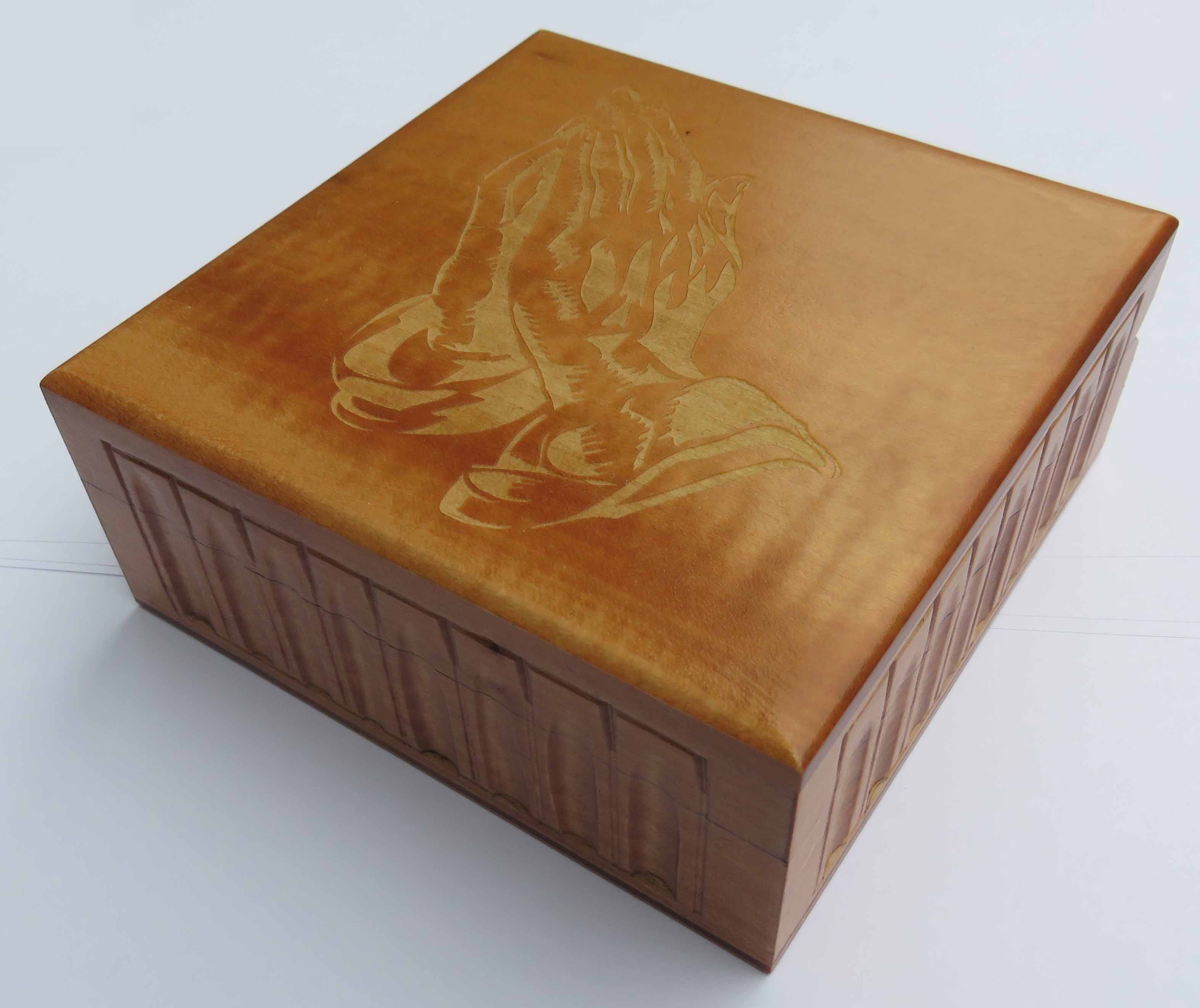 Praying Hands Hand Carved Wooden God Box