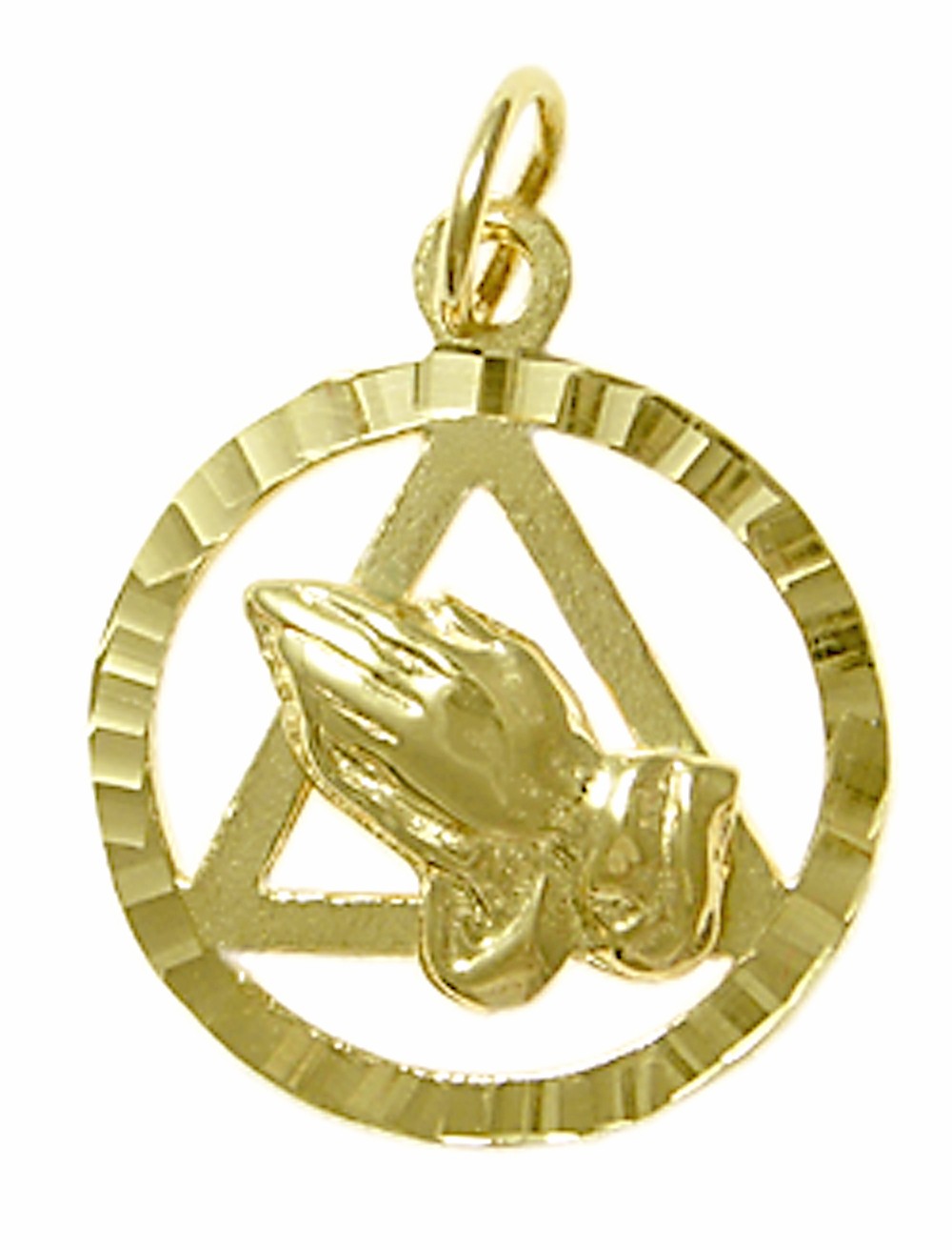 Small 14K Gold AA Praying Hands Pendant | My 12 Step Store