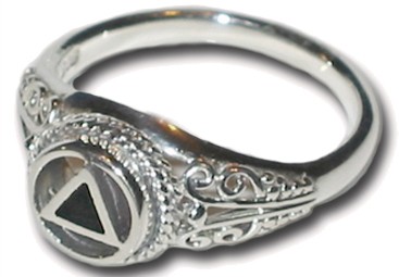 Sterling Silver AA Symbol Scroll Ring