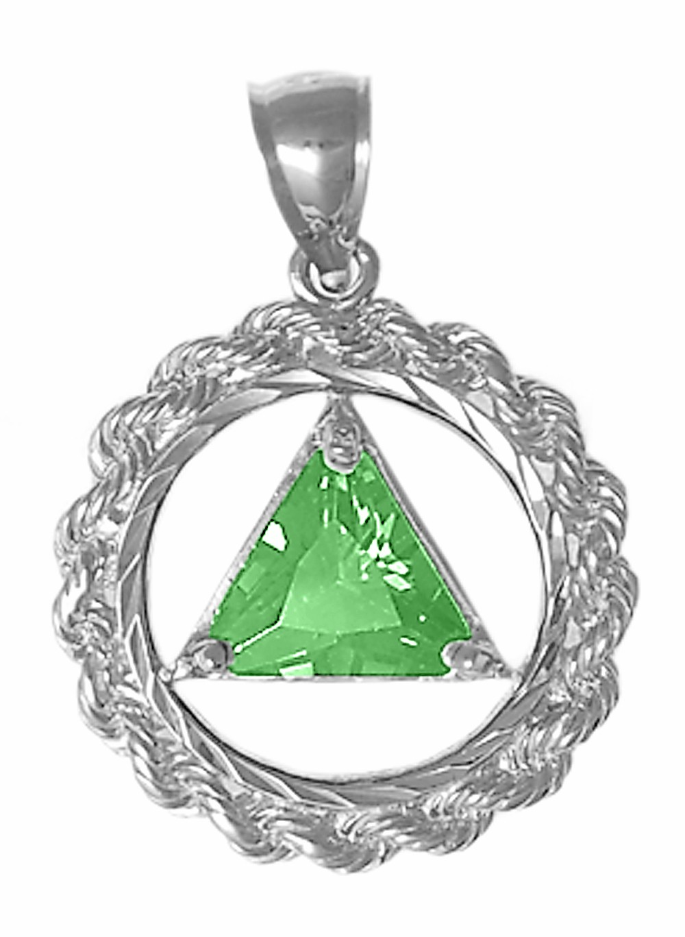 Silver AA Symbol Birth Stone Chain Circle | My 12 Step Store