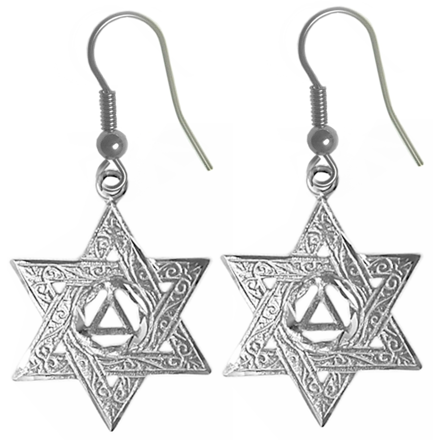 Sterling Silver AA Symbol Star Of David Earrings