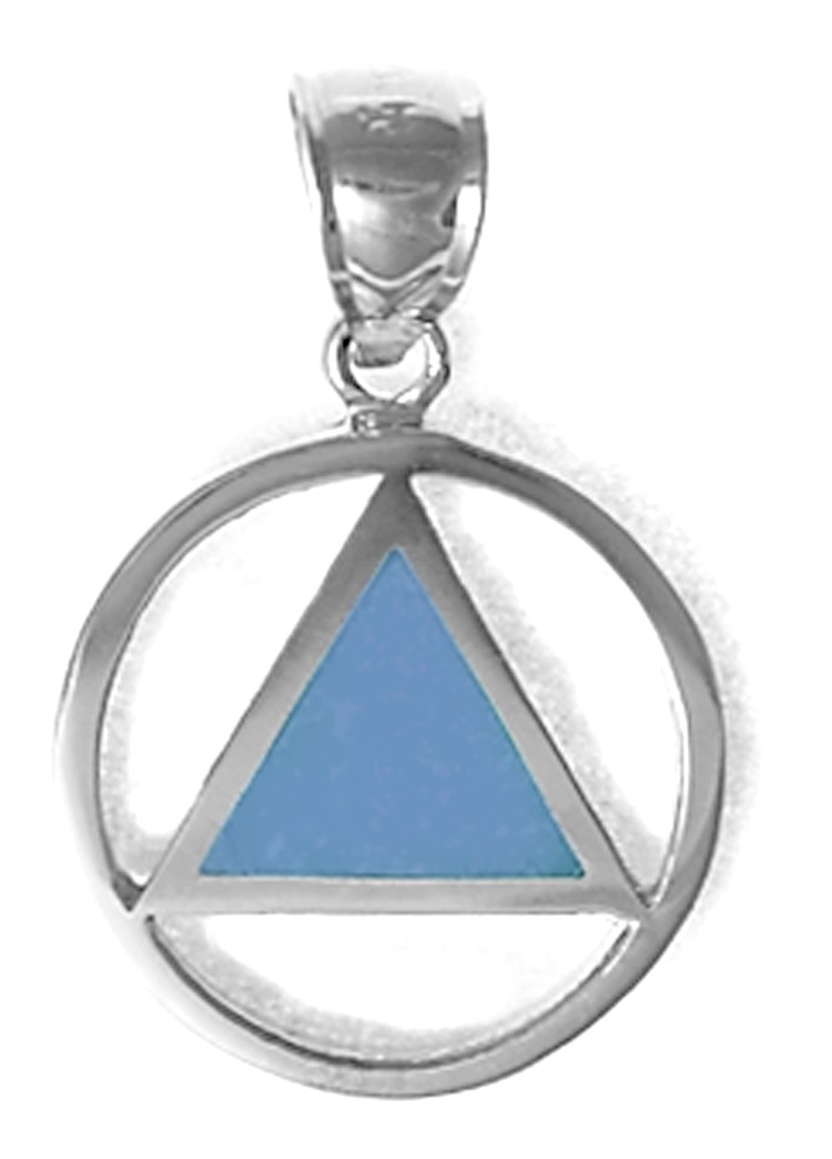 Small Sterling Silver & Blue Enamel AA Pendant