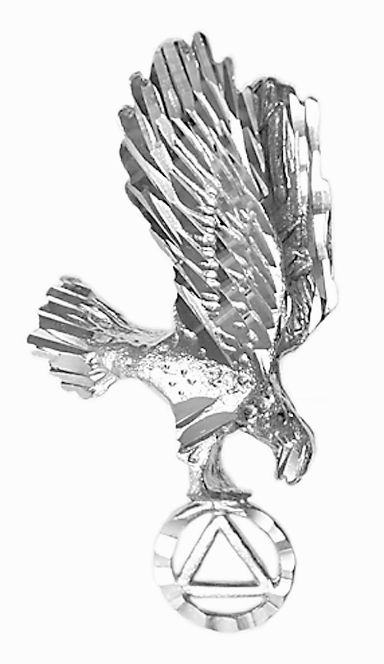 Sterling Silver Left Facing Eagle AA Pendant | My 12 Step Store