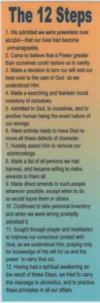12 Steps Of Alcoholics Anonymous Inspirational Bookmark 12 Steps Of Alcoholics Anonymous Inspirational Bookmark